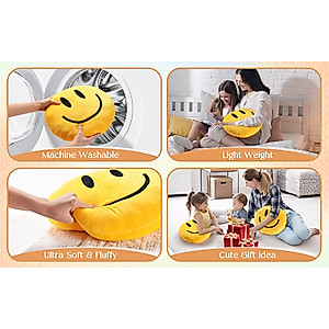 suppies Smiley Face Pillow - Soft Polyester Happy Face Pillow -14" X 14" Cute Pillow for Cute Room Decor - Living Room Decor - Toy - Birthday Gifts for Boys and Girls - 3D Round Throw Pillow