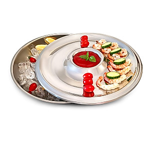 Maverick Unity Shrimp Cocktail Serving Dish and Bowl With Ice - Elegant and Large Platter for Seafood, Oysters, Crawfish, Veggies, Fruits, Salads.