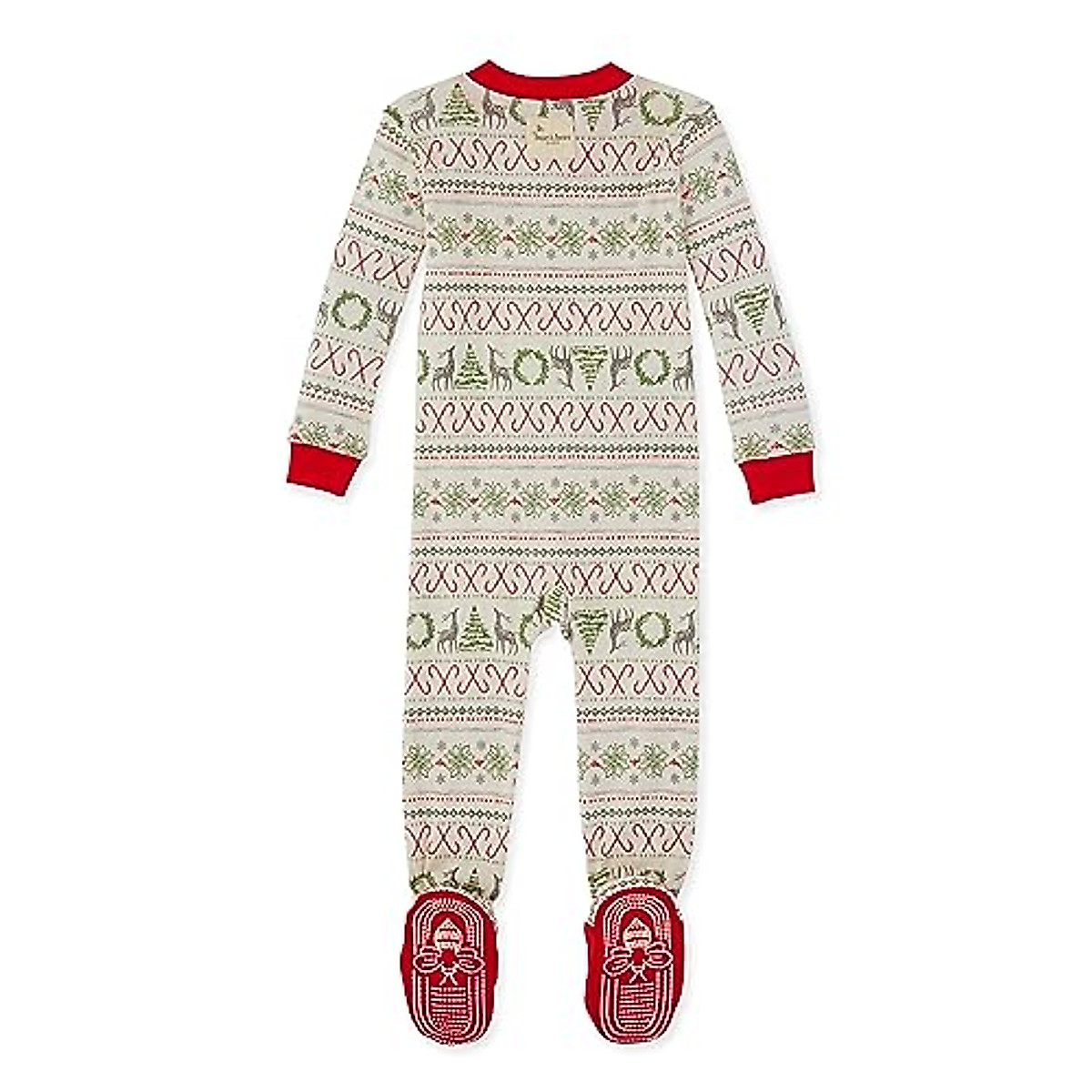 Burt's Bees Baby Baby Girls Pajamas, Zip Front Non-Slip Footed Sleeper Pjs, 100% Organic Cotton, My Deerest Fair Isle, 18 Months