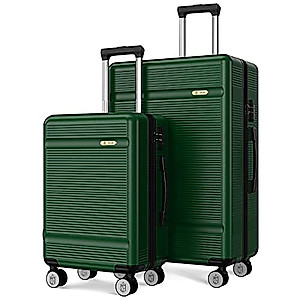 Zitahli Luggage Sets 2 piece, Expandable Suitcase Set, Hardside Luggage with TSA Lock Spinner Wheels YKK Zippers, 20in 28in (Dark Green)