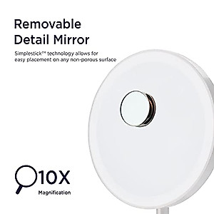 iHome Beauty Glow Ring XL 13" Makeup Mirror with Bluetooth Speaker, Speakerphone, USB Charging, Removable Phone Mount, Rechargeable Battery and 3 LED Color Modes