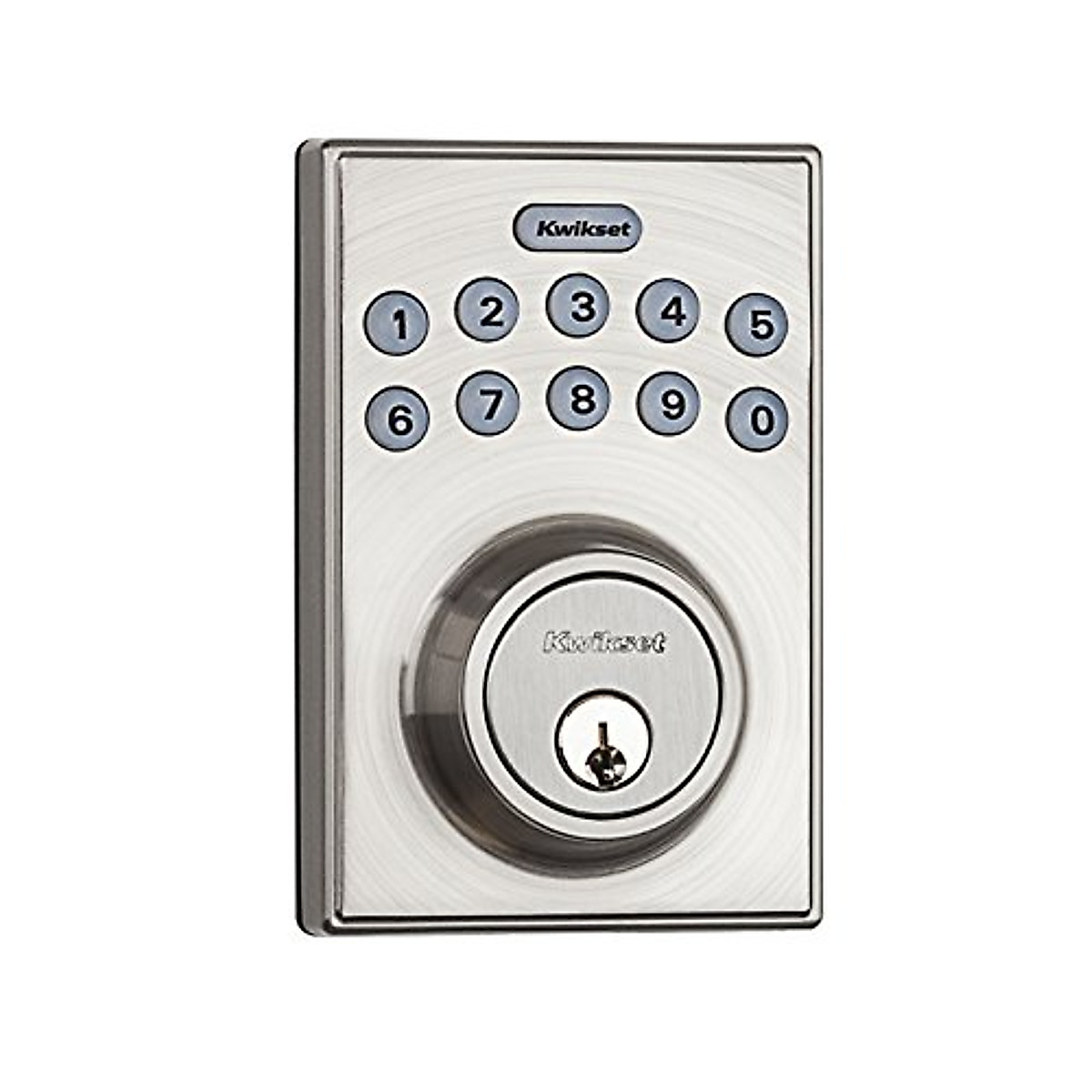 Kwikset 92640-001 Contemporary Electronic Keypad Single Cylinder Deadbolt with 1-Touch Motorized Locking, Satin Nickel, 8 x 4 x 6