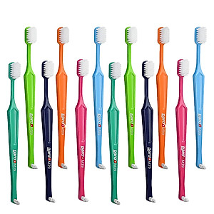 Paro M39 Toothbrush | Extra Sensitive Toothbrush with Medium Bristles and Exchangeable Inter Space F | 5 Rows, 39 Tufts | 12 Pack