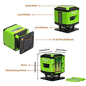 Laser Square Level Tile Laying - Huepar FL360G Floor Laser, Installation for Tile, Floor Alignment,Wallpaper 360-Degree Horizontal Line 130-Degree Vertical Line with Line-Switching Mode