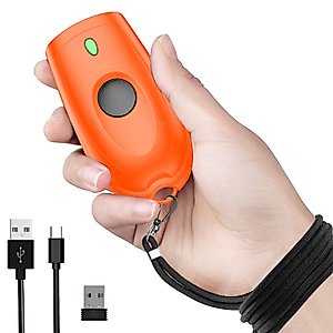 Symcode Bluetooth Barcode Scanner Mini 1D Small Portable Barcode Scanner 3-in-1 Bluetooth & 2.4G Wireless & USB Wired Barcode Scanner with Android,iOS,Computers,Windows