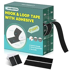 1 in×30 feet Black Heavy Duty Hook And Loop Tape with Adhesive, No Punching Picture Frame & Door Screen Mounting Tape, Keep Couch Cushion from Sliding, Sticky Tape for DIY at Classroom Office Home