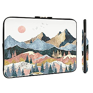 Lapac Laptop Sleeve Bag 13-14 Inch Nature Mountain, Pink Forest Water Repellent Neoprene Light Weight Computer Skin Bag, Sunset Landscape Notebook Carrying Case Bag for MacBook Pro 14, MacBook Air 13
