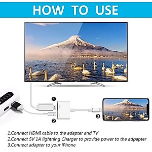 [Apple MFi Certified] Lightning to HDMI Adapter for iPhone 1080P HDMI Digital AV Adapter Sync Screen Connector with Charging Port Support for iPhone 11 XS XR X 8 7 iPad iPod on HD TV Monitor Projector