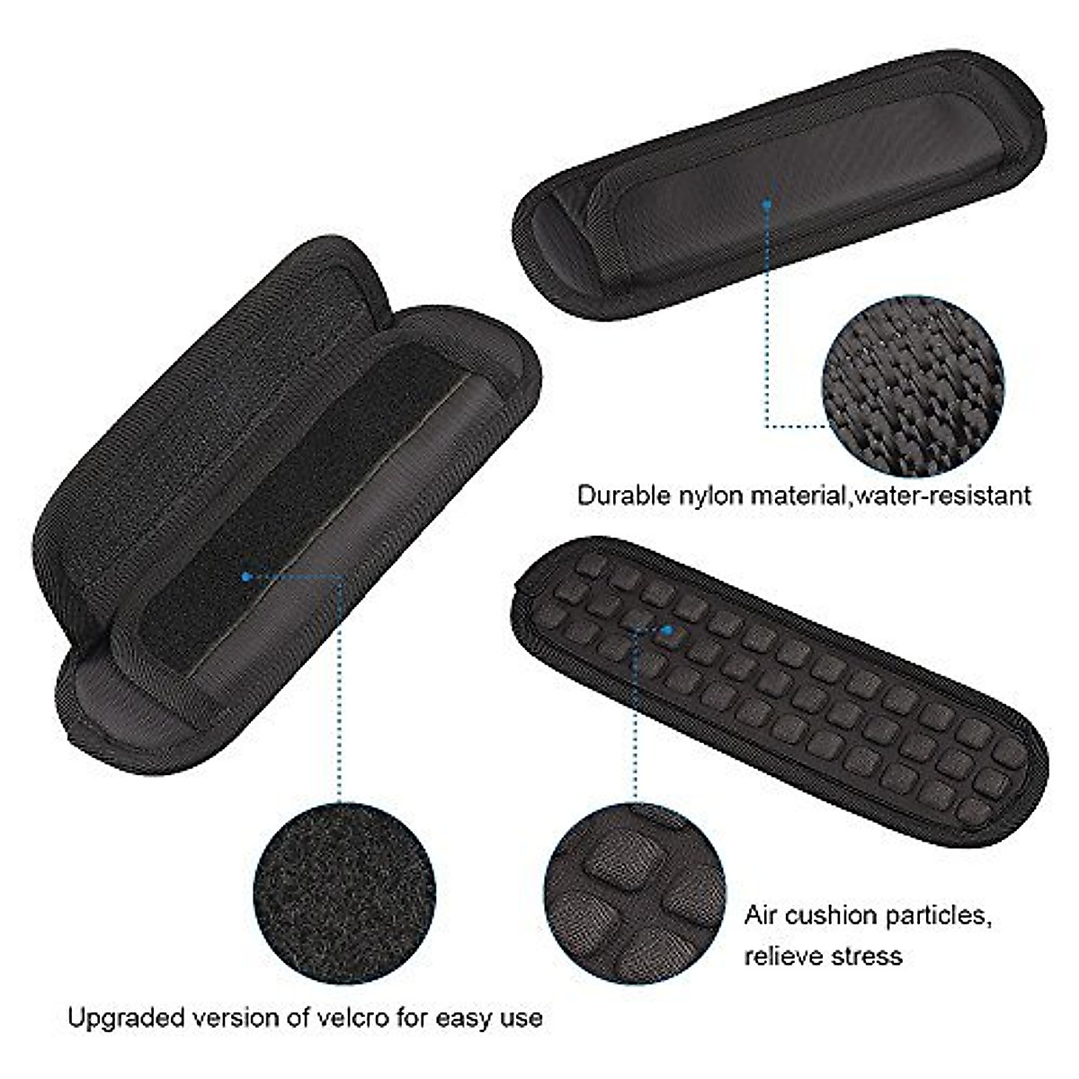 Qishare 2PCS Shoulder Pad Detachable Shoulder Strap Pad Soft Air Cushion Replacement Pad for Strap Guitar Pad (Black, 2PCS)