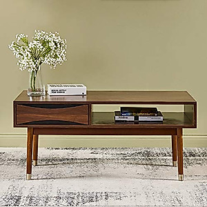 Versanora Dawson Coffee Table | Living Room, 39.62" x 21.62" x 17.75", Walnut
