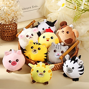 Skylety 9 Pcs Mini Plush Stuffed Animals Bulk 3.15 Inch Cute Soft Decompress Animals Plush Toys for Baby Shower Birthday Party Gifts Classroom Prizes Easter Basket Stuffers (Mixed Animals)