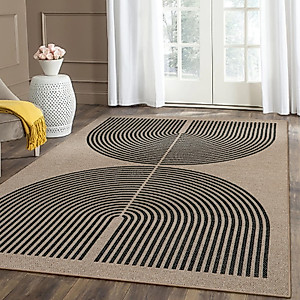 Lahome Modern Rainbow Easy Jute Rug, Washable 5x7 Area Rugs for Living Room Bedroom Black Farmhouse Indoor Outdoor Patio Rug, Contemporary Natural Throw Mat Non Slip Carpet for Office RV