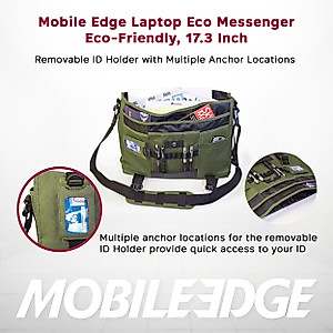 Mobile Edge ECO Laptop Messenger Bag for Men and Women, Fits Up To 17.3 Inch Laptops, Cotton Canvas, Olive Green, MECME9