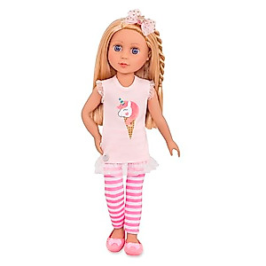 Glitter Girls Lacy 14 Inch Doll Wearing Pink Tunic, Striped Leggings, Hair Bow And Ballet Shoes - Dolls For 3+ Year Old Girls