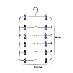 EYHLKM 6 Layer Foldable Non-Slip Trouser Space Saving Pants Skirt with Clips Steel Closet Organizer Hanger Tie Rack Wardrobe (Color : White-Dinosaur Doodle4)