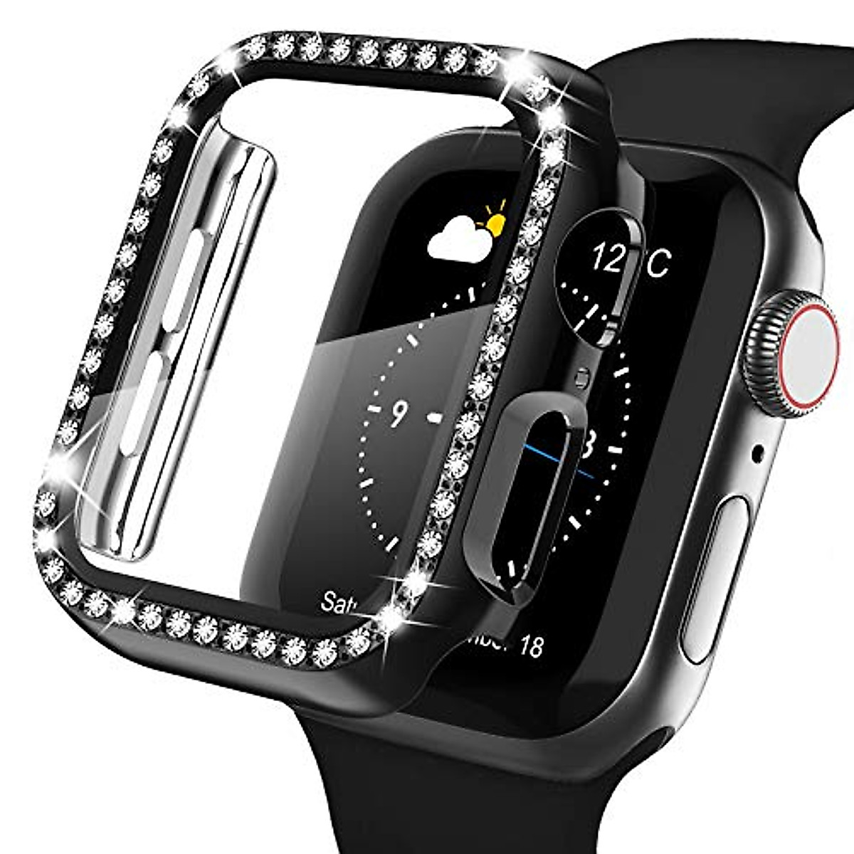 Recoppa Compatible for Apple Watch Case with Screen Protector for Apple Watch 44mm Series 6/5/4/SE, Bling Crystal Diamond Rhinestone Ultra-Thin Bumper Full Cover Protective Case for Women Girls iWatch