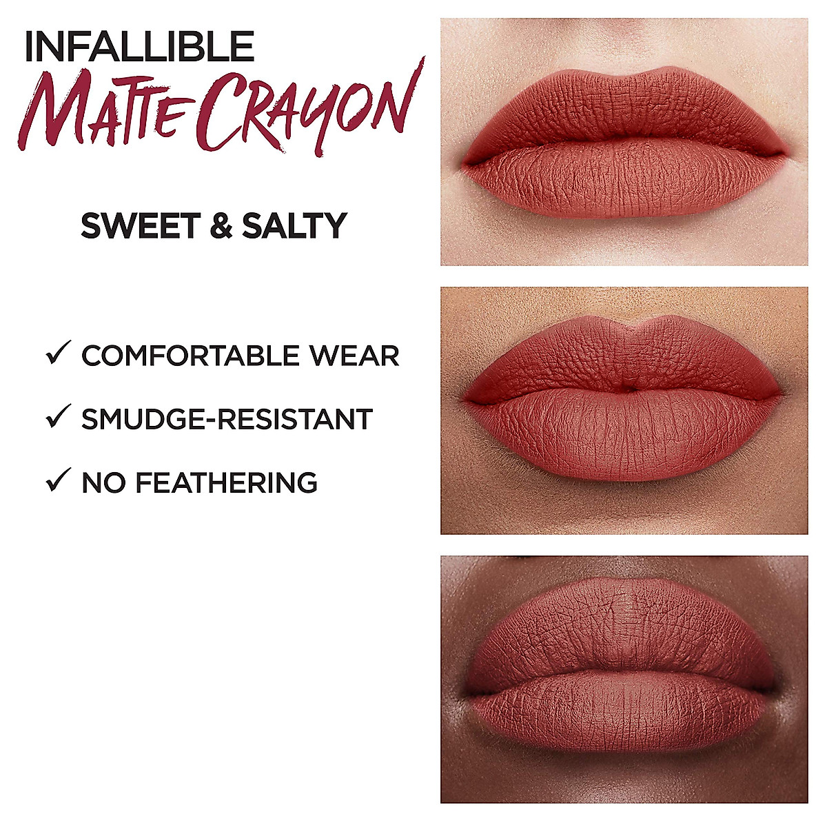 L’Oréal Paris Infallible Matte Lip Crayon, Sweet and Salty (Packaging May Vary)