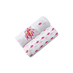 Malabar Baby Certified Organic Swaddle Blanket Set | Luxurious Cotton Muslin Blankets for Girls & Boys | Baby Receiving Swaddles for Newborns & Infants | Unique Gifts, 2 Pack (Enchanted Garden)