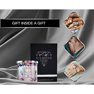 Diamond Empire Happy Birthday Candle with Surprise Jewelry Inside (Surprise Jewelry Valued up to $3,500) 2 Wick Candle (Burn up to 120 H) Ring Size 6