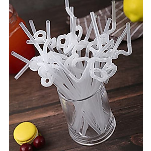 [Individually Wrapped] 100 Pcs Clear Flexible Plastic Straws, Disposable Bendy Straws, 10.2" Long and 0.23'' Diameter, BPA-Free