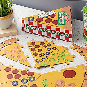 Abiliad 1-20 Double Sided Counting Pizza Puzzle - 7" Slices - 20 Piece Puzzle Teaches Counting 1-20, Number Recognition, and Motor Skills - Montessori Math Counting Puzzle