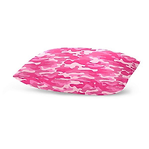 Enzenon Pillow Case Standard Size with Zipper Cotton Print Camouflage Pink Super Soft Cozy Pillow Cover 16x24 Inche