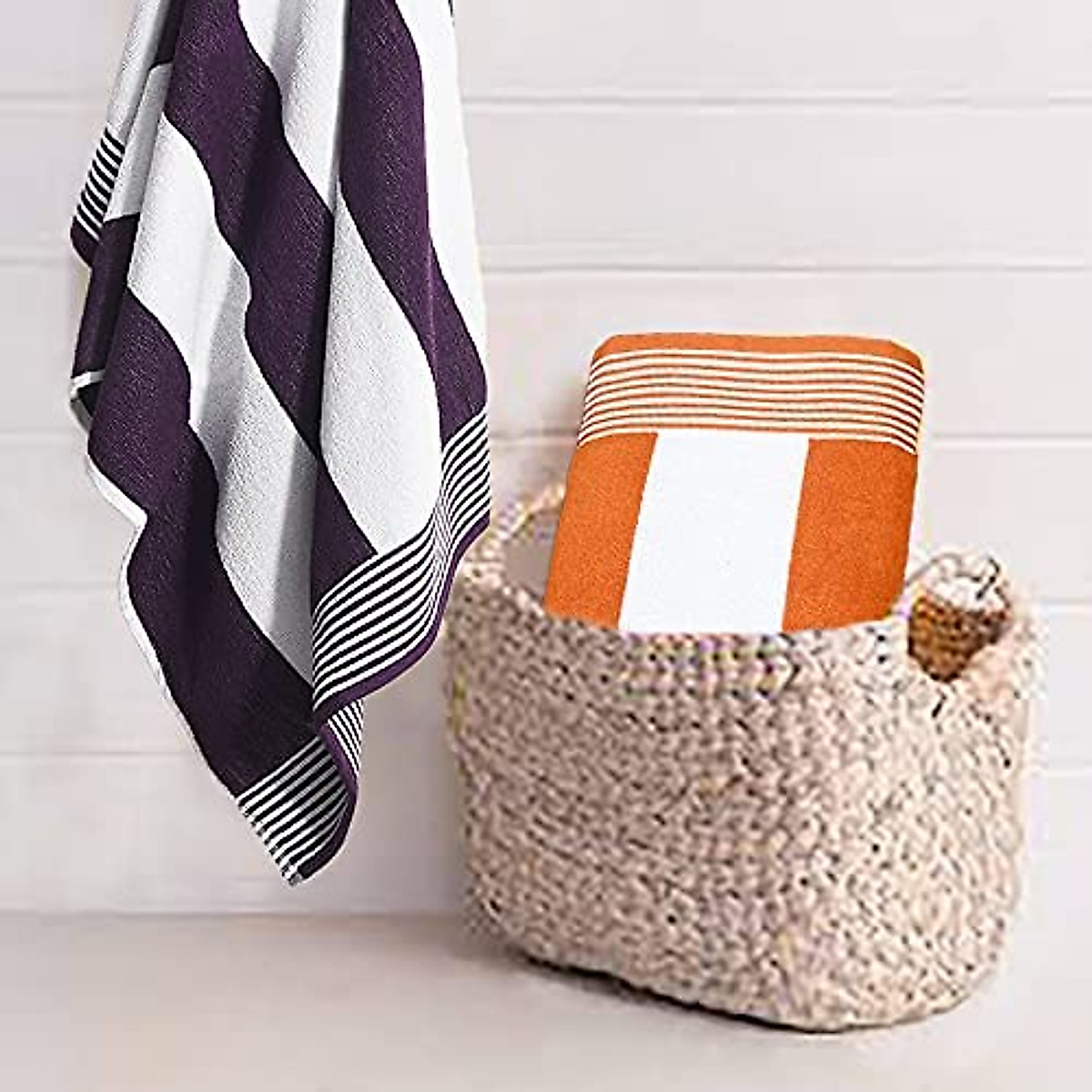 Terry Cabana 100% Cotton Bath Towels, Quick Dry Set of 6 Pack, (30" x 60")- Cabana Stripe - Microfiber Large Towel for Pool, Bath, Sport, Yoga, Camping, Swimming, Highly Absorbent, Light Weight & Soft