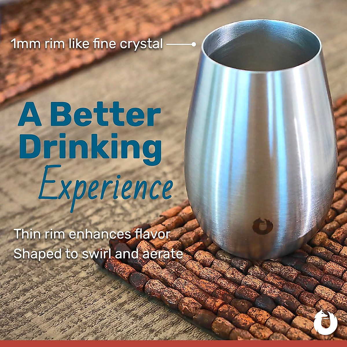 SNOWFOX Premium Vacuum Insulated Stainless Steel Classic White Wine Glass - Set of 2 -Chilled Wine Stays Icy Cold -Lightweight Stemless Cocktail Glasses -Elegant Home Entertaining Barware -8oz -Marble