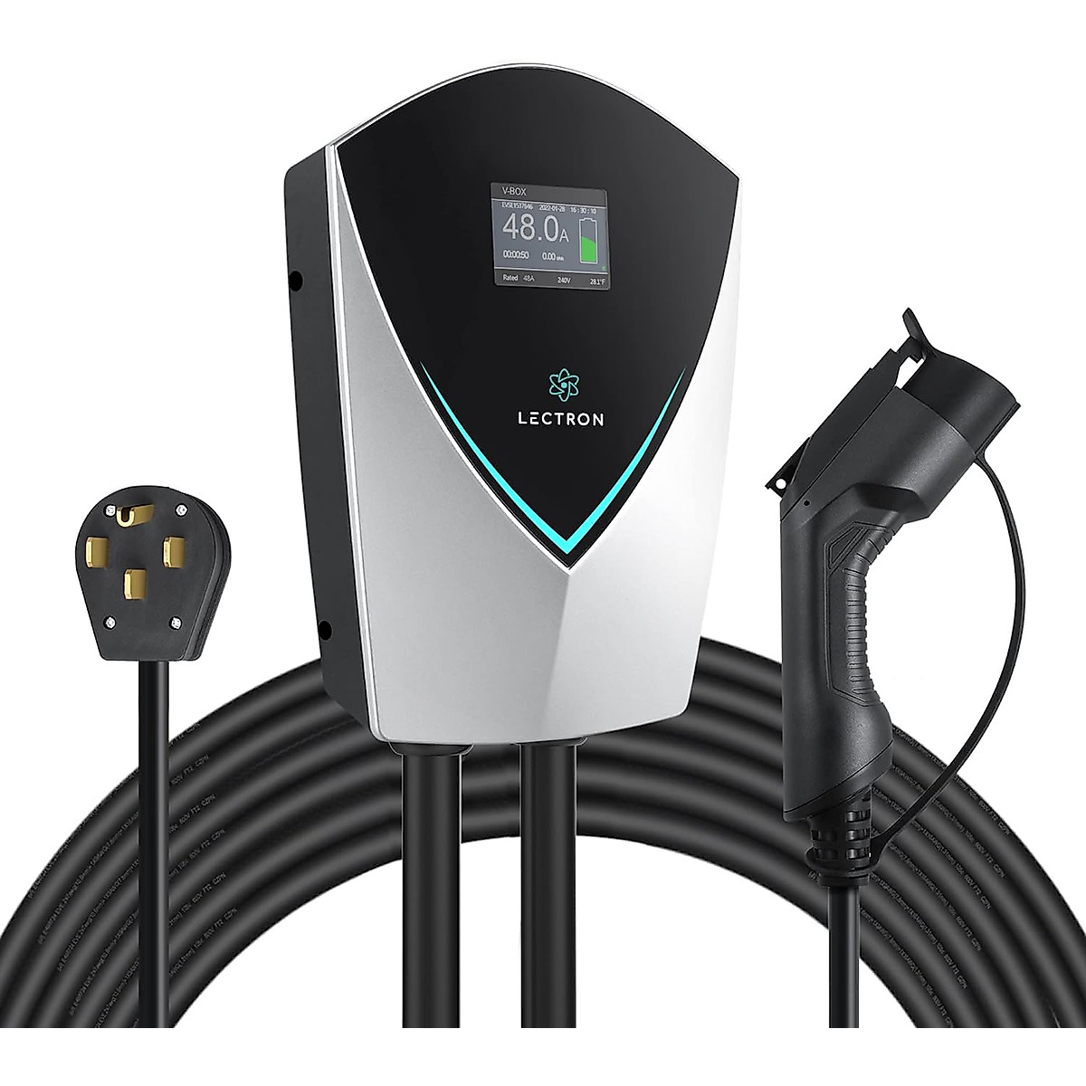 Lectron V-Box 48 Amp Electric Vehicle Charging Station - Powerful Level 2 EV Charger (240V) with NEMA 14-50 Plug/Hardwired - Energy Star and ETL Certified for J1772 EVs