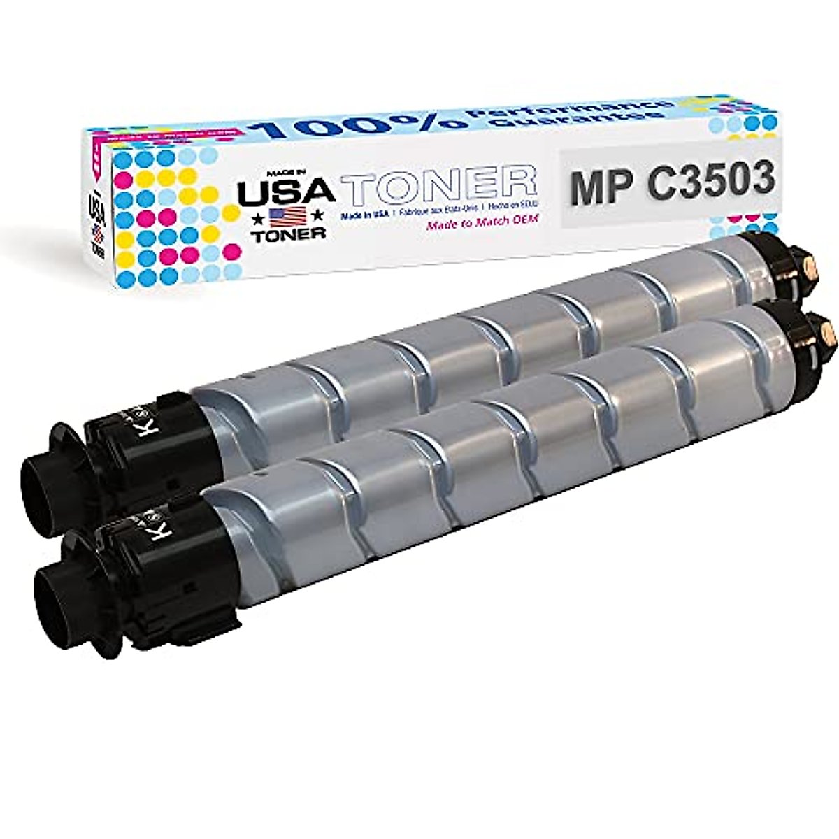 MADE IN USA TONER Compatible Replacement for Ricoh MP C3003 MP C3004 MP C3504 MP C3004ex MP C3504ex 841813 (Black, 2 Pack)