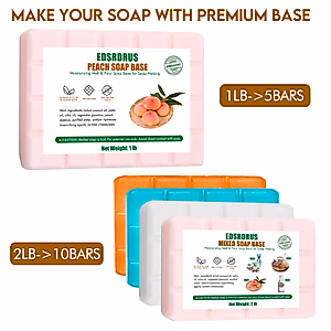 EDSRDRUS Scent Soap Base DIY Handmade Soap with Goat Milk/Honey/Peach/Cologne/Shea Butter/Aloe Vera/Oatmeal Milk & Coconut Oil, Moisturizing Melt and Pour Soap Base for Soap Making