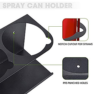 Steel Wall Mounted Aerosol Spray Can Holder Rack Organizer for Garage and Workspace,Five cans , 16.5" Width x 4" Height x 3.5" Depth, Pack of 2