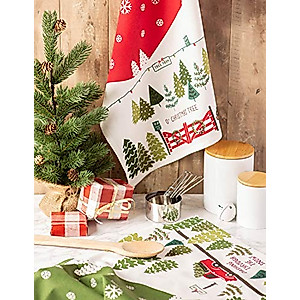 DII Holiday Kitchen Towel Set, Christmas Tea Towels for Baking, Cooking & Entertaining 18x28, Tree Farm, 2 Piece