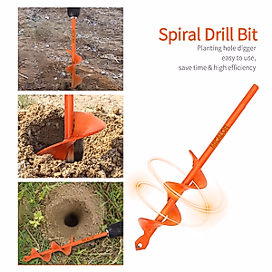 MICALOR Auger Drill Bit for Planting Set of 4, Garden Ground Earth Spiral Drill Bit for 3/8" Hex Drive Drill, Easy Bulb Auger for Post Hole Digger Flowers