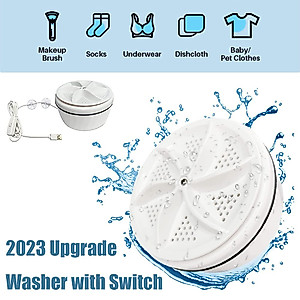 NADUSEP Mini Portable Washing Machine, Mini Portable Dishwashers for Sink, Ultrasonic Turbine Portable Clothes Washing Machine with USB for Home Business Travel College Room RV Apartment