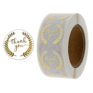Vxkbiixxcs-o Stickers, 500 Pieces/roll Twig Thank You Sticker Gold Foil Seal Label Wedding Party Stationery