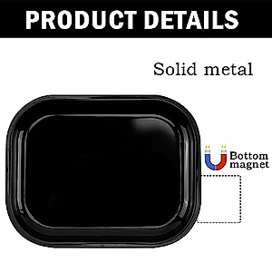 Metal Tray with Soft Magnetic Lid Black Tray with Spill Proof Cover Small Mini Rolling Trays Storage for Home or On-The-Go
