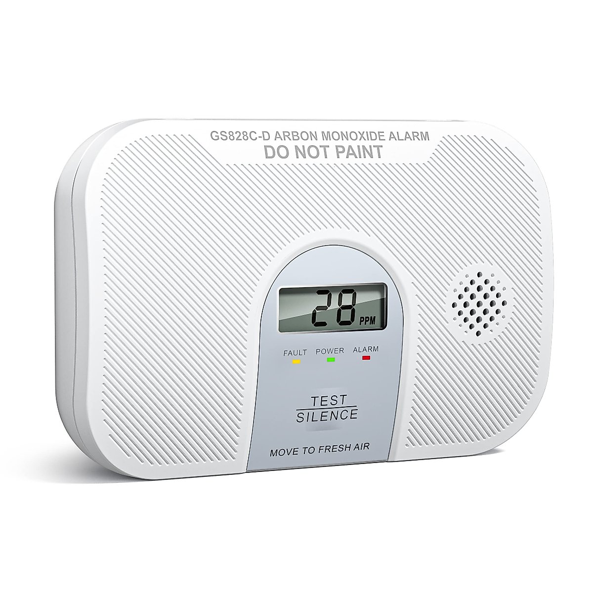 Siterlink Carbon Monoxide Detector, 10-Year Life Carbon Monoxide Alarm, Replaceable Battery CO Detector with LCD Digital Display and Test Button, 3 LED Lights CO Alarm for Home, GS828C-D, 1 Pack