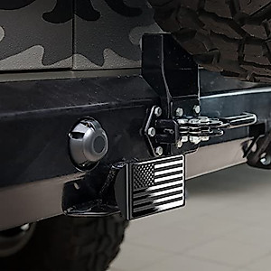 U.S. American Flag Black & Chrome Metal Trailer Hitch Cover