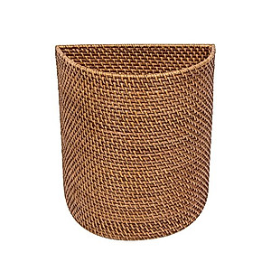 KOUBOO 1030082, Honey Brown Handwoven Half-Moon Rattan Waste Basket