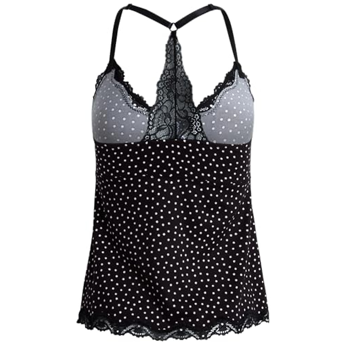 Marilyn Monroe Women's Pajama Set - 2 Piece Micro Sleep Shorts and Lace Trim Cami Tank Top - Womens Loungewear Set (S-XL), Size Medium, Black Pink Dot