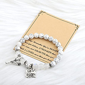 FUSTMW Cheer Charm Bracelet Cheerleading Gifts You Are Braver Than You Believe Bangle Bracelet Cheer Jewelry for Cheerleaders Cheer Coaches or Team (White)