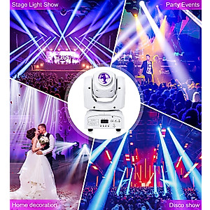 U`King 60W Moving Head Lights, White Moving LED DJ Lights RGBW Stage Light with Remote 8 GOBO 8 Pattern Spotlight by DMX 512 Controlled 9/11 Channel for Church KTV Club Concert Party Wedding