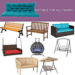 Dttra Replacement Cushions for Swing, Garden Bench Seat Cushion, Waterproof Swing Replacement Cushions with Backrest and Ties, Outdoor Porch Patio Swing Non-Slip Chairs Pad (E, 40 x 60in), Lake Blue