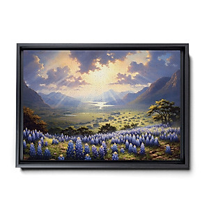 Enchanting Texas, Native Texas Hill Country Bluebonnet Landscape - Fine Art Print Mounted in a White Mat Board