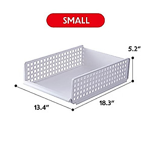 HomeDecoGoods Sturdy Simple Plastic Storage Drawers, Stackable Small Large Sliding Basket Organizer Drawer, White - Storage Drawers Organizer Using for Office, Kitchen, Living Room (Small)