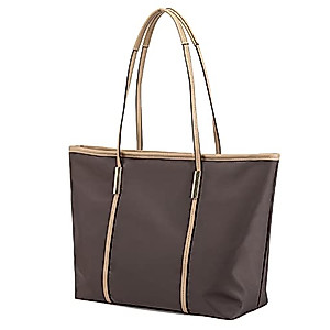 Wxnow Women Nylon Handbags Purses Satchel Tote Shoulder Bag Top Handle Bag (Brown)