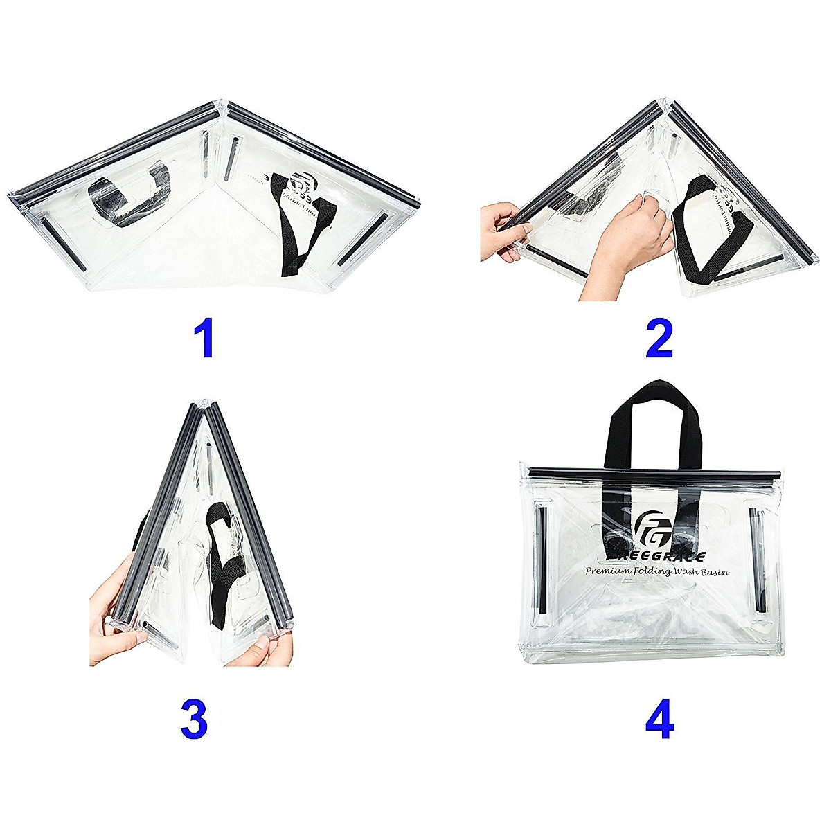 Freegrace Premium Folding Wash Basin - Collapsible Water Sink Container - Lightweight & Durable Transparent Plastic - Wash Dishes Everywhere - Suitable for Camping & Outdoor Activities