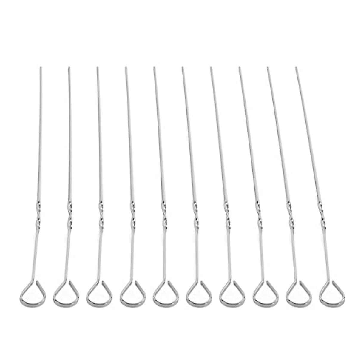 RvSky Garden kit Barbecue Skewer Flat Long Reusable Stainless Steel Kebab Sticks for Meat Vegetable Grilling 10pcs