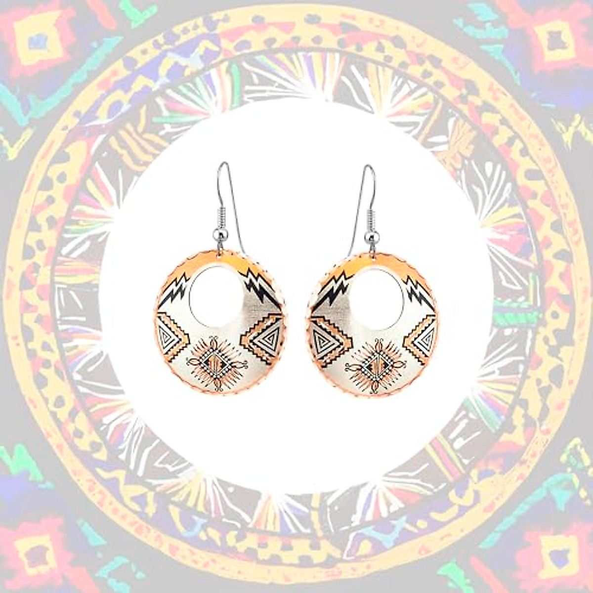 FRONT LINE JEWELRY SW Native American Earrings Copper Hoop Earrings in a Sunburst Design Perfect for Women Who Appreciate Native American Jewelry.